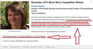 My short story won the December 2013's Short Story competition!
